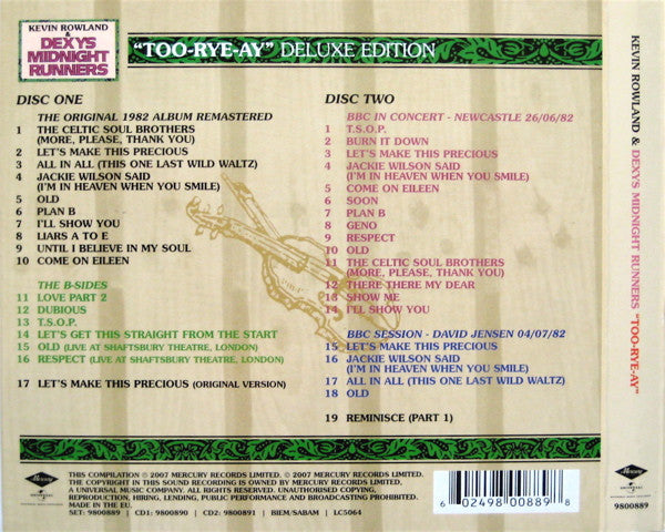 Kevin Rowland Dexy's Midnight Runners - Too-Rye-Ay [DELUXE CD] – Cool ...